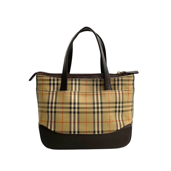 Burberry | Bags | Burberry Nova Check Pattern Canvas Leather Mini Tote ...